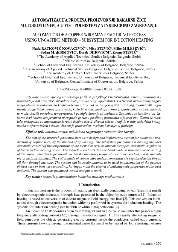 (PDF) Automation of a copper wire manufacturing process using up ...