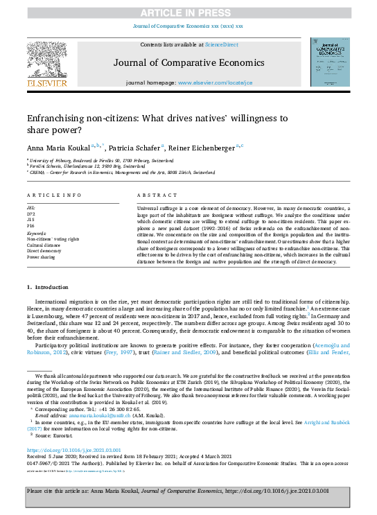 (PDF) Enfranchising non-citizens: What drives natives’ willingness to ...