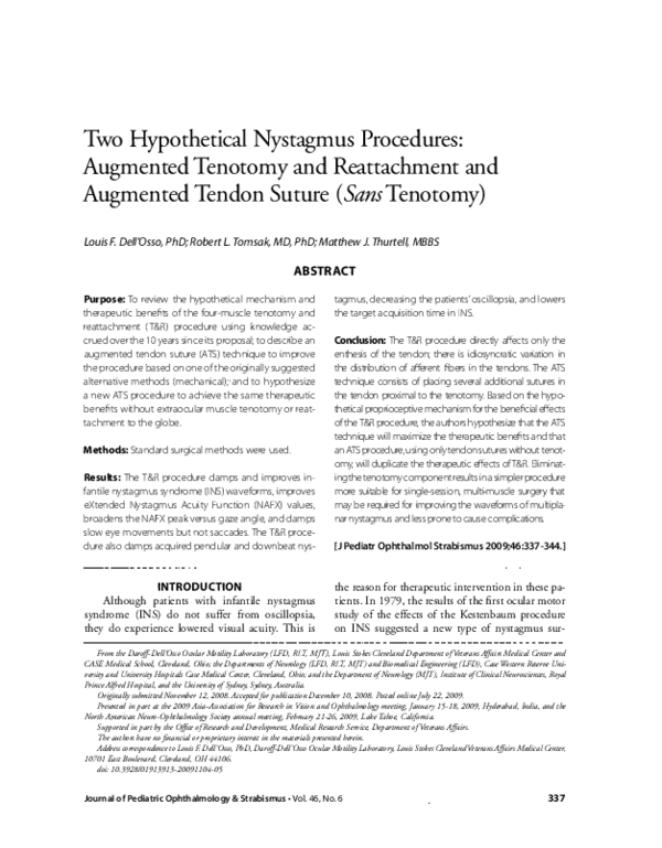 (PDF) Two Hypothetical Nystagmus Procedures: Augmented Tenotomy and ...