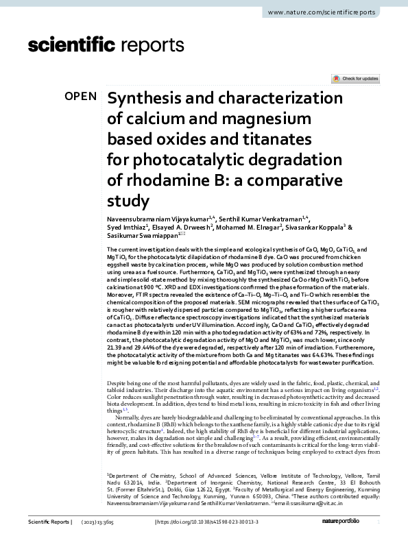 (PDF) Synthesis and characterization of calcium and magnesium based ...