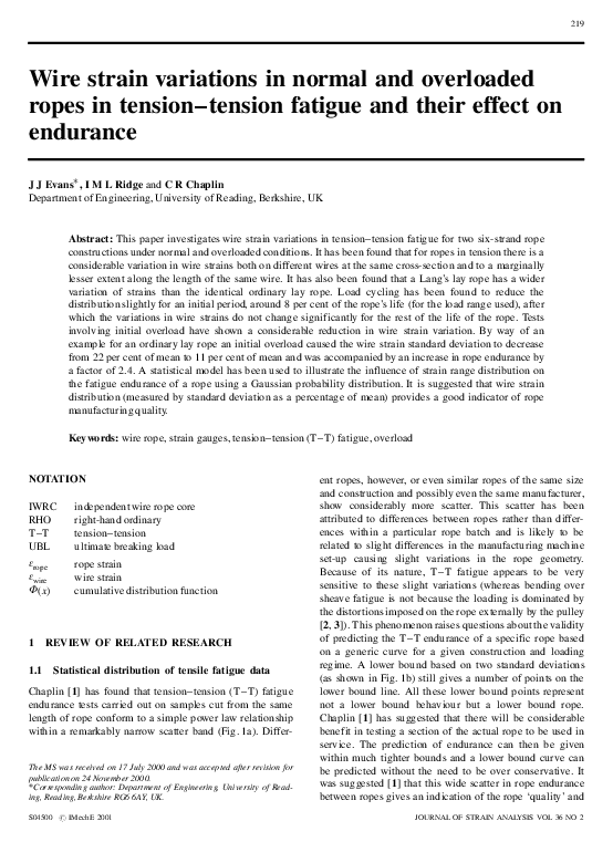 (PDF) Wire strain variations in normal and overloaded ropes in tension ...