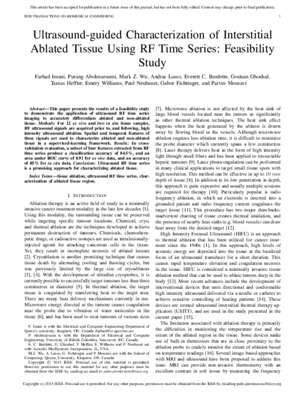 (PDF) Ultrasound-Guided Characterization of Interstitial Ablated Tissue ...