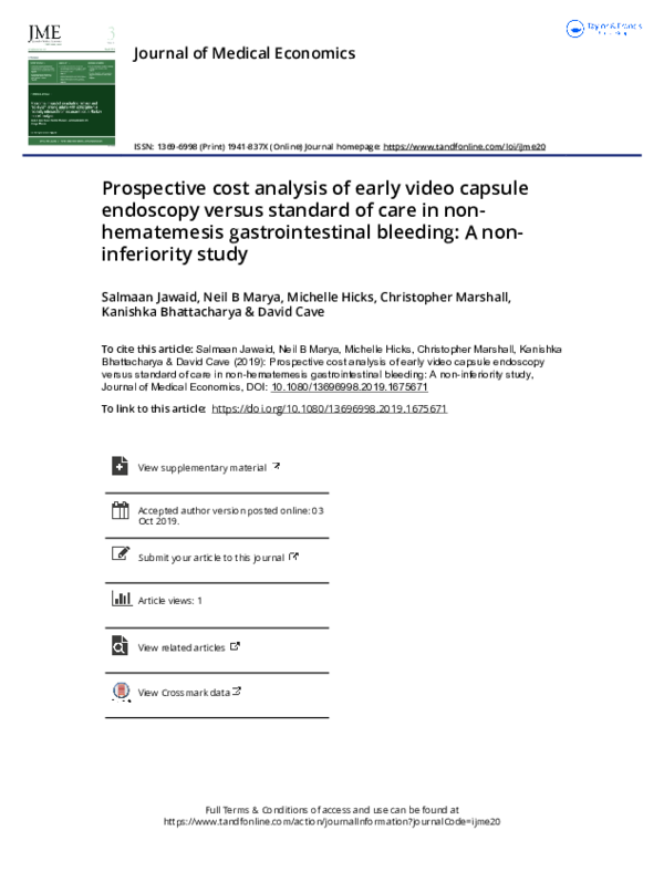 (PDF) Prospective cost analysis of early video capsule endoscopy versus ...