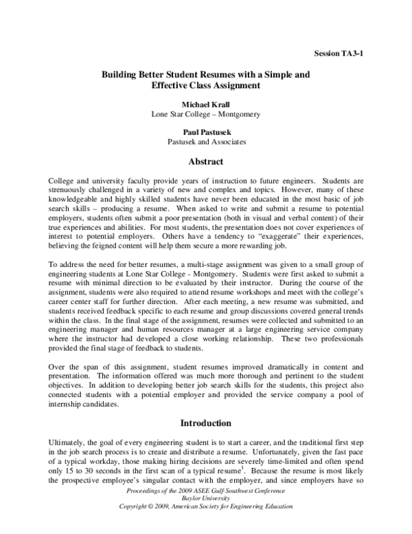 (PDF) Building Better Student Resumes with a Simple and Effective Class ...