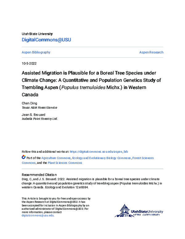 Assisted migration is plausible for a boreal tree species under climate ...