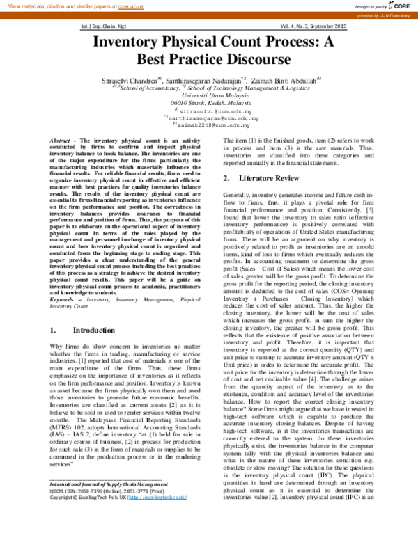 (PDF) Inventory Physical Count Process: A Best Practice Discourse