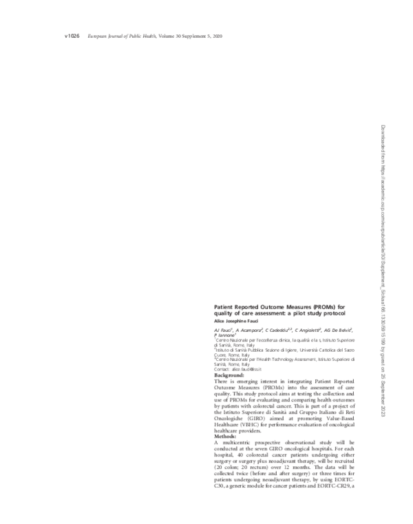 (PDF) Patient Reported Outcome Measures (PROMs) for quality of care ...