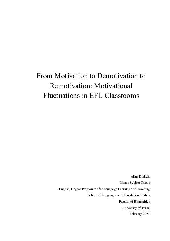 (PDF) From Motivation to Demotivation to Remotivation: Motivational ...