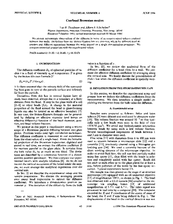 (PDF) Confined Brownian motion