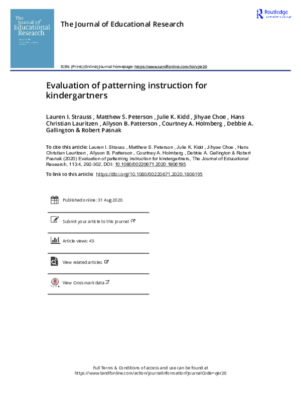 (PDF) Evaluation of patterning instruction for kindergartners