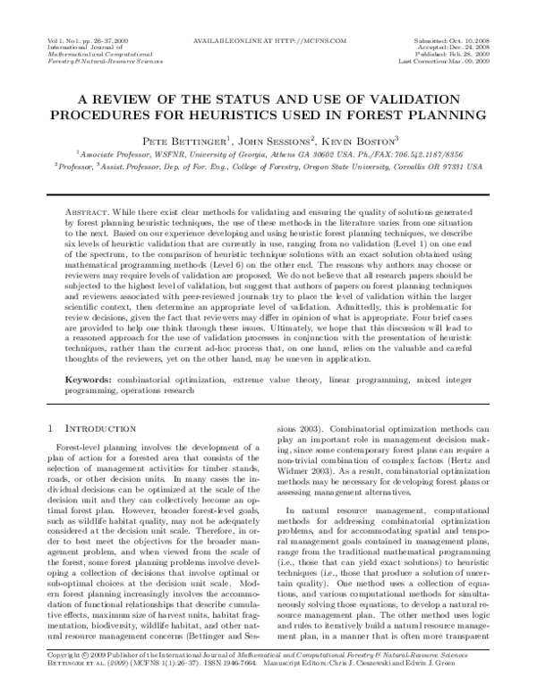 (PDF) A review of the status and use of validation procedures for ...