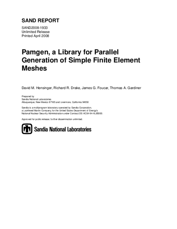 (PDF) Pamgen, a library for parallel generation of simple finite element meshes