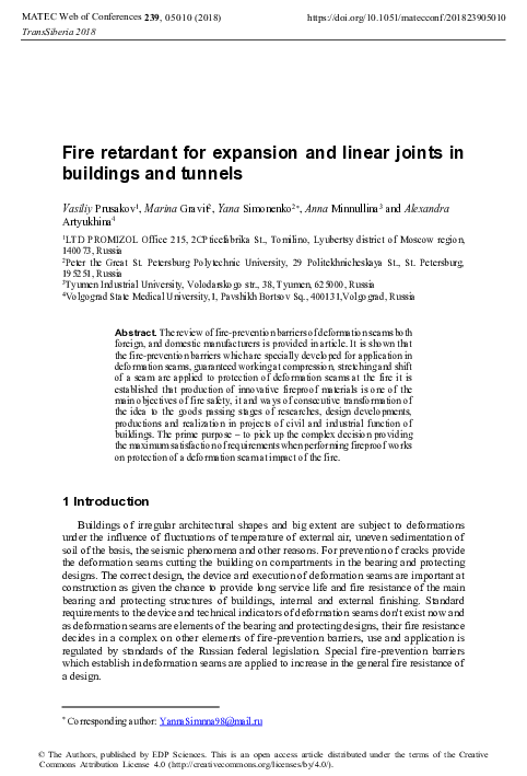 (PDF) Fire retardant for expansion and linear joints in buildings and ...
