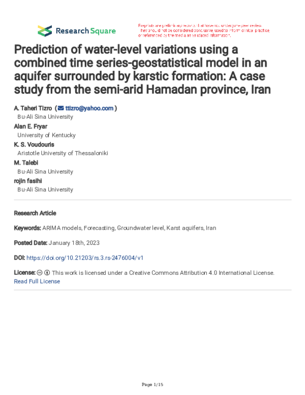 (PDF) Prediction of water-level variations using a combined time series ...