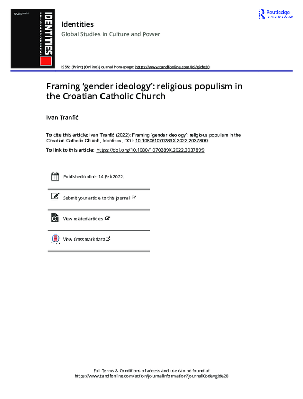 (PDF) Framing 'gender ideology': religious populism in the Croatian ...