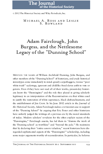 (PDF) Adam Fairclough, John Burgess, and the Nettlesome Legacy of the ...