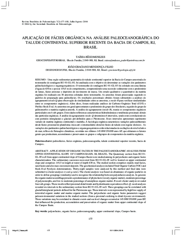 (PDF) Aplicação de fácies orgânica na análise paleoceanográfica do ...