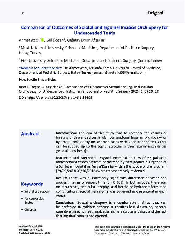 (PDF) Comparison of Outcomes of Scrotal and Inguinal Incision ...