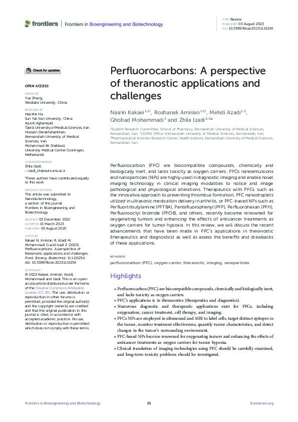 (PDF) Perfluorocarbons: A perspective of theranostic applications and ...