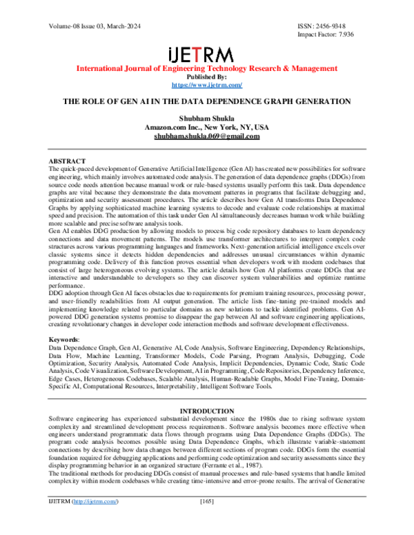 (PDF) THE ROLE OF GEN AI IN THE DATA DEPENDENCE GRAPH GENERATION