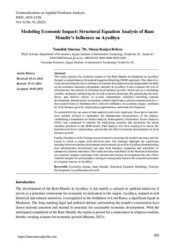 (PDF) Modeling Economic Impact: Structural Equation Analysis of Ram ...
