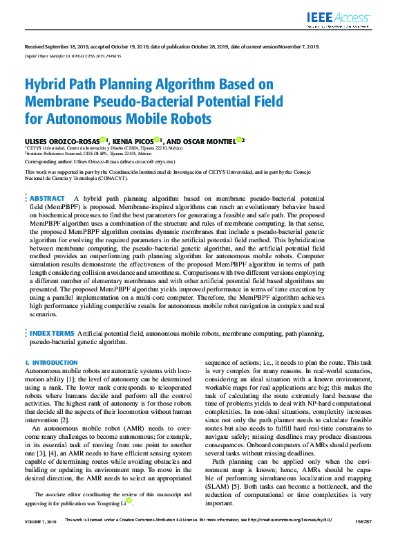 Pdf Hybrid Path Planning Algorithm Based On Membrane Pseudo Bacterial