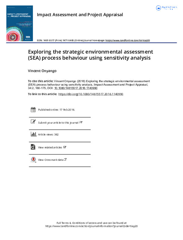 (PDF) Exploring the strategic environmental assessment (SEA) process ...