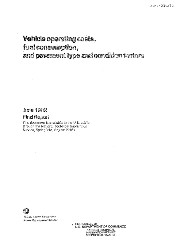(PDF) Vehicle Operating Costs, Fuel Consumption, and Pavement Type and ...
