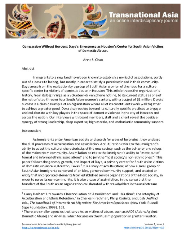 (PDF) Compassion Without Borders: Daya's Emergence as Houston's Center ...