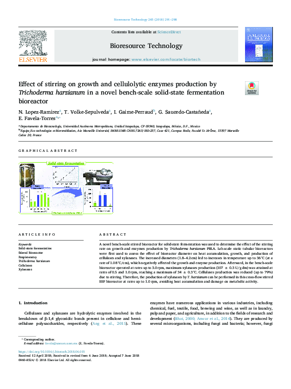 (PDF) Effect of stirring on growth and cellulolytic enzymes production by Trichoderma harzianum ...