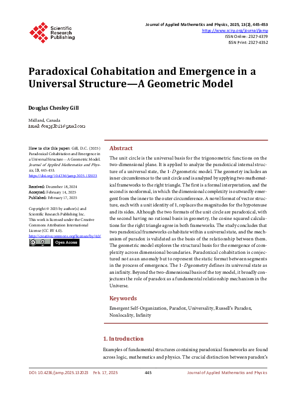 (PDF) Paradoxical Cohabitation and Emergence in a Universal Structure-A ...
