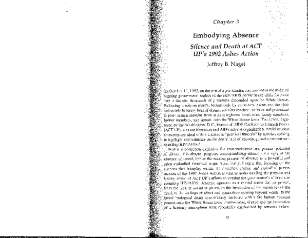 (PDF) Embodying Absence: Silence and Death at ACT UP's 1992 Ashes Action