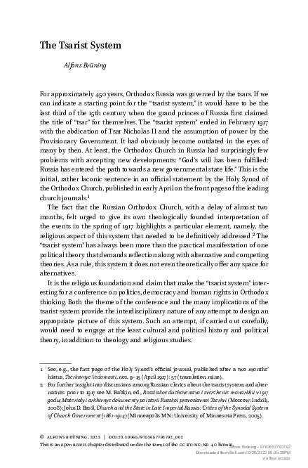 (PDF) The Tsarist System