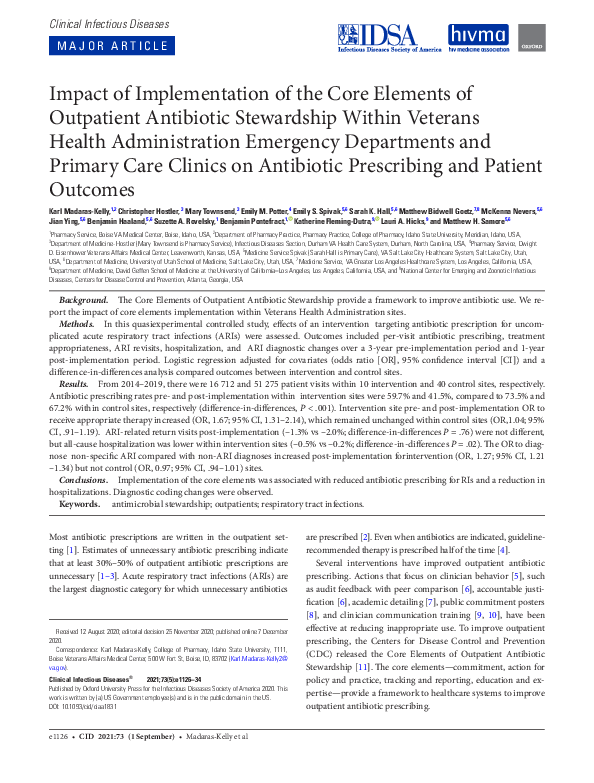 (PDF) Impact of Implementation of the Core Elements of Outpatient Antibiotic Stewardship Within ...