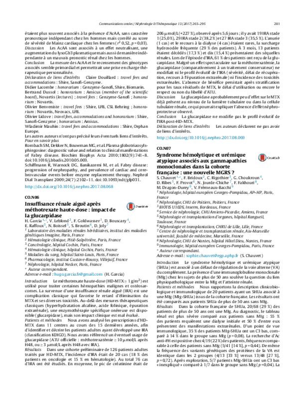 (PDF) Syndrome hémolytique et urémique atypique associés aux ...