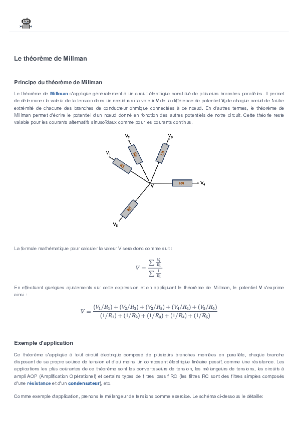 (PDF) Le Theoreme de Millman Electro Robot