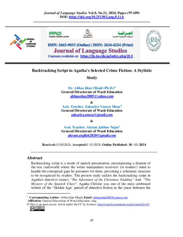 (PDF) backtracking script in Agatha's detective stories