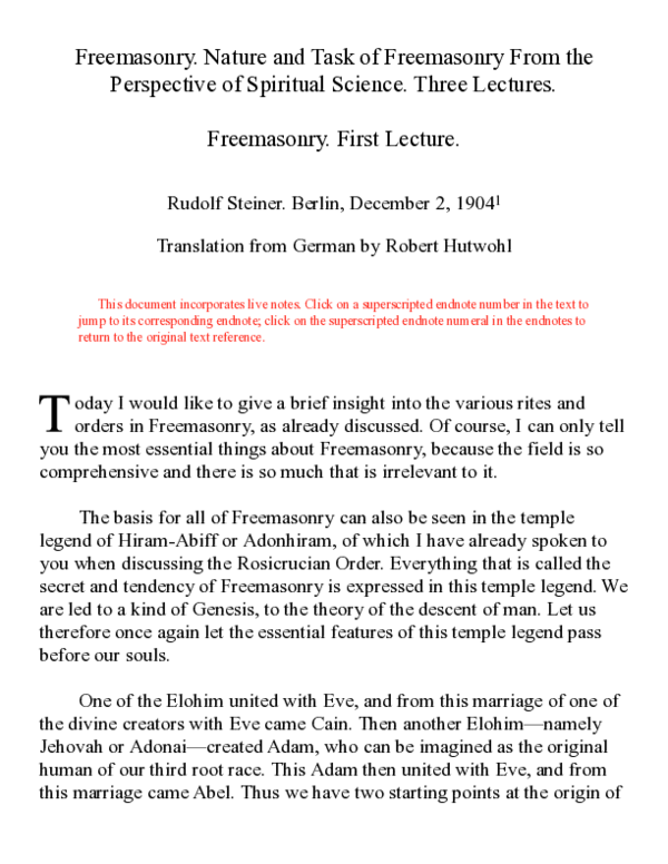 (PDF) Freemasonry. Nature and Task of Freemasonry From the Perspective of Spiritual Science ...