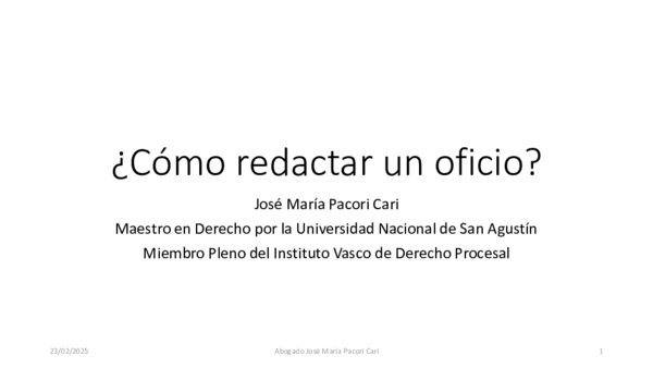 (PDF) CÓMO REDACTAR UN OFICIO - DIAPOSITIVAS - AUTOR JOSÉ MARÍA PACORI CARI