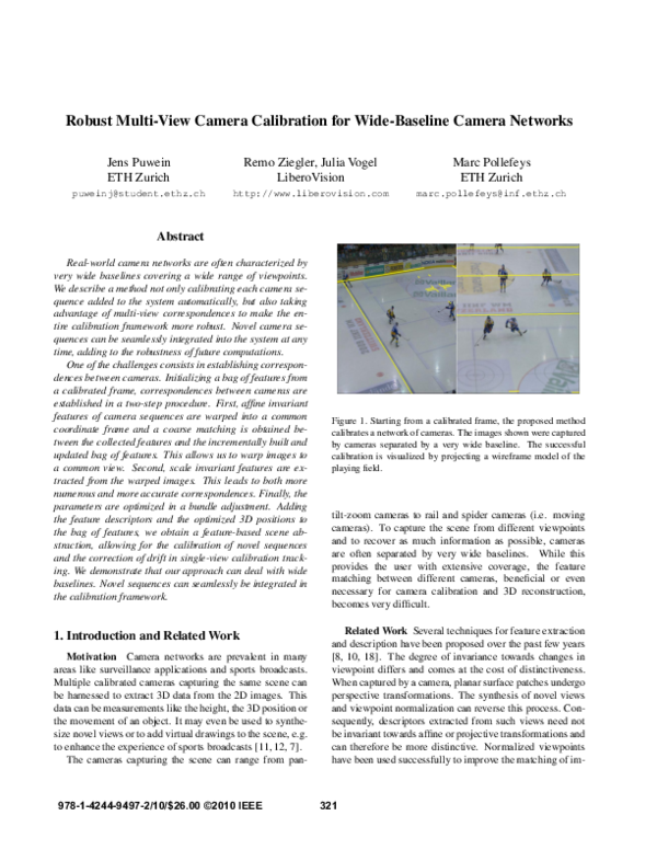 (PDF) Robust multi-view camera calibration for wide-baseline camera networks