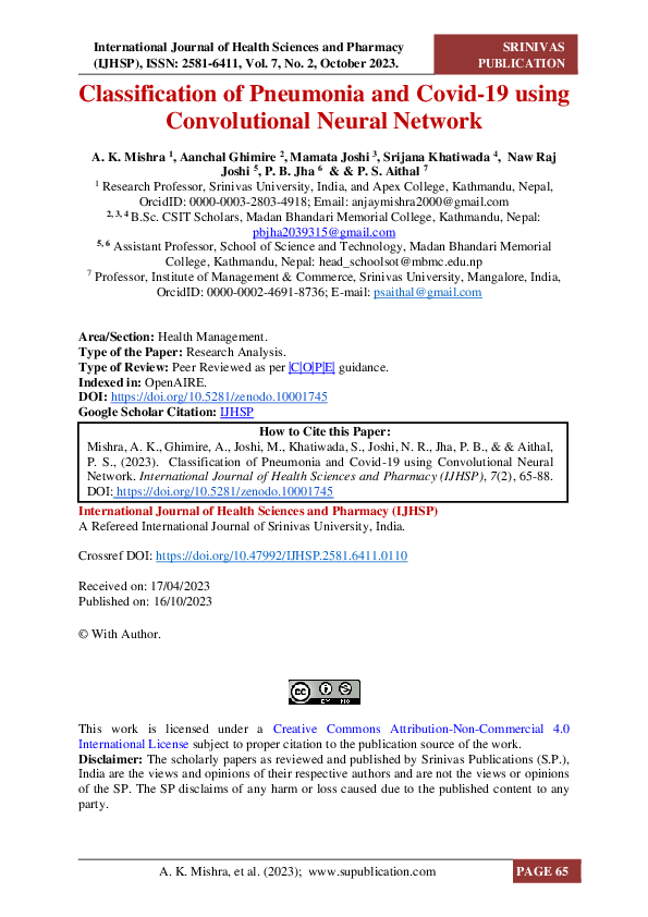 (PDF) Classification of Pneumonia and Covid-19 using Convolutional ...
