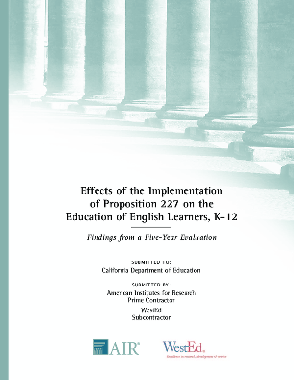 (PDF) Effects of the Implementation of Proposition 227 on the Education ...