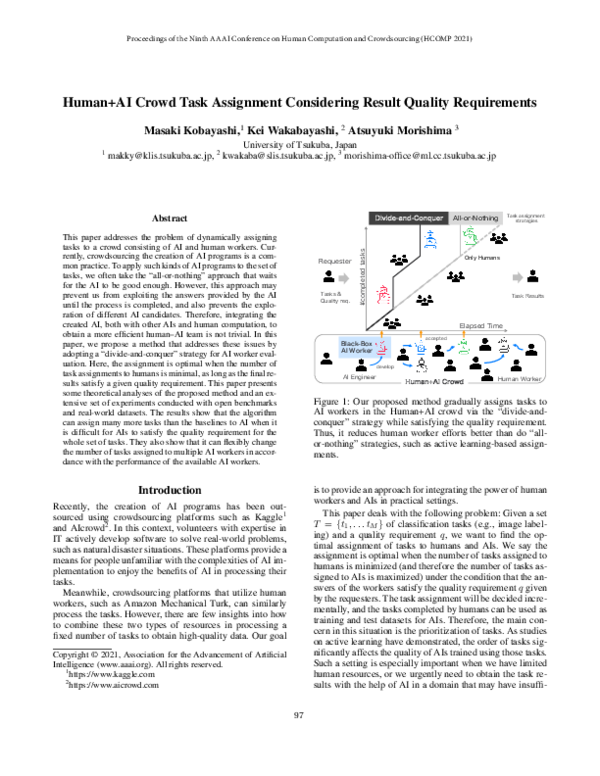 (PDF) Human+AI Crowd Task Assignment Considering Result Quality Requirements