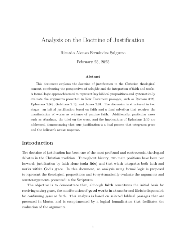 (PDF) Analysis on the Doctrine of Justification