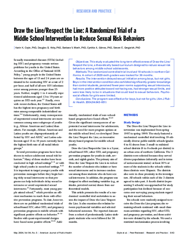 (PDF) Draw the Line/Respect the Line: A Randomized Trial of a Middle ...