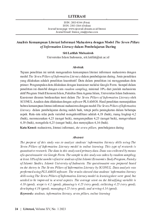 (PDF) Analisis Kemampuan Literasi Informasi Mahasiswa dengan Model The ...