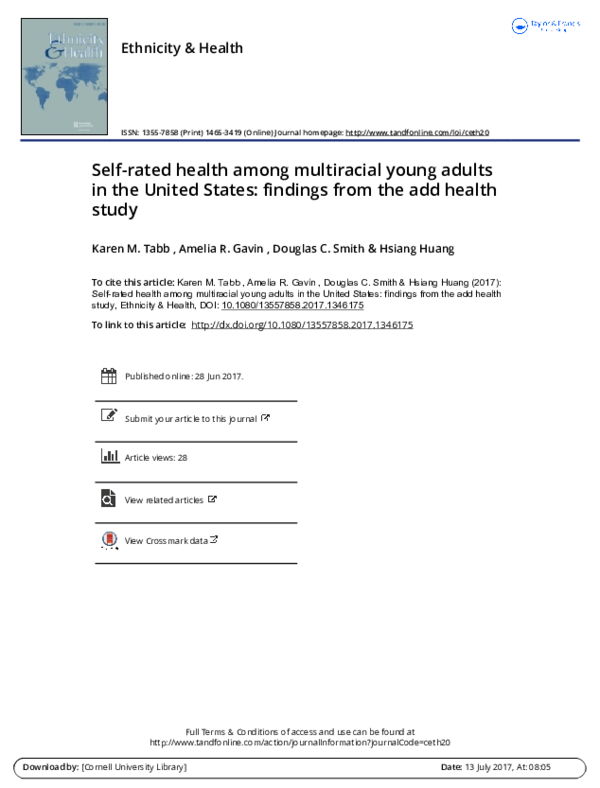 (PDF) Self-rated health among multiracial young adults in the United ...
