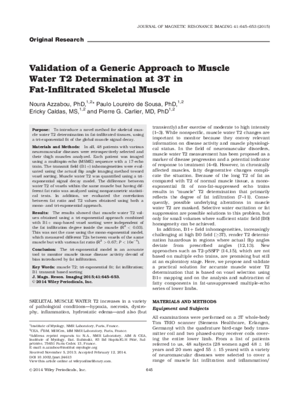 (PDF) Validation of a generic approach to muscle water T2 determination ...