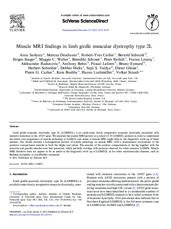(PDF) Muscle MRI findings in limb girdle muscular dystrophy type 2L