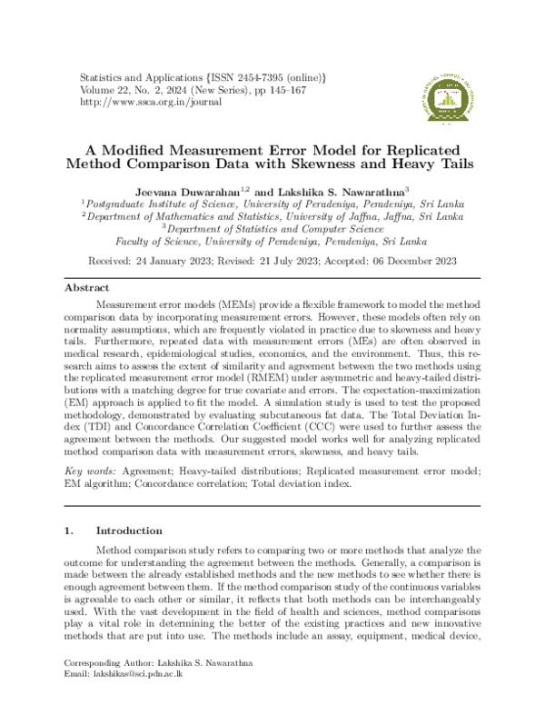 Pdf A Modified Measurement Error Model For Replicated Method